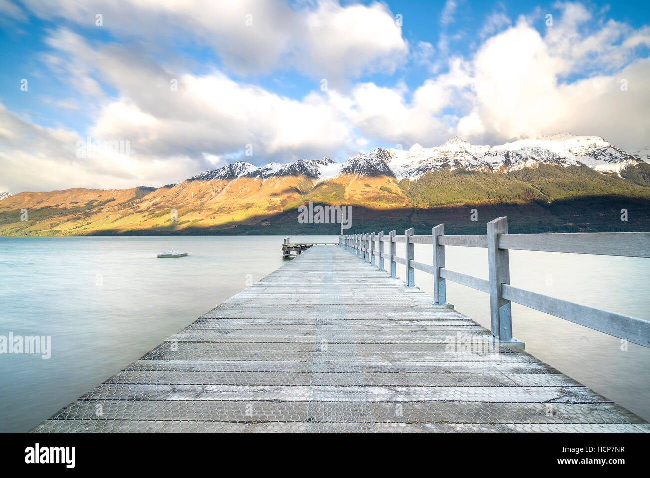 Wooden jetty at Glenorchy lake, New Zealand Stock Photo - Alamy