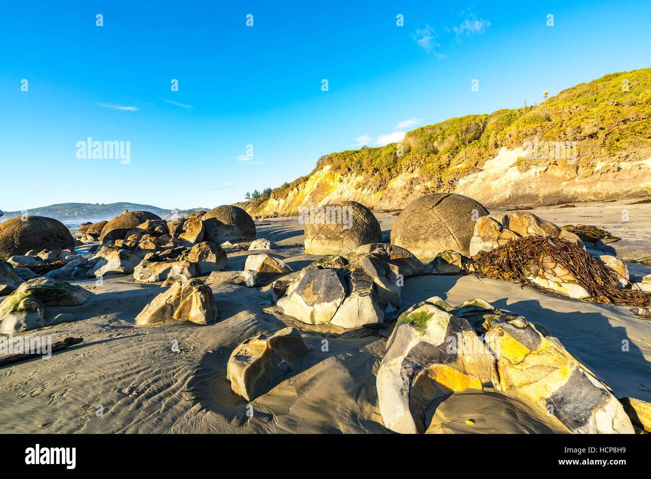 Big rock at moeraki boulders beach, New Zealand Stock Photo - Alamy