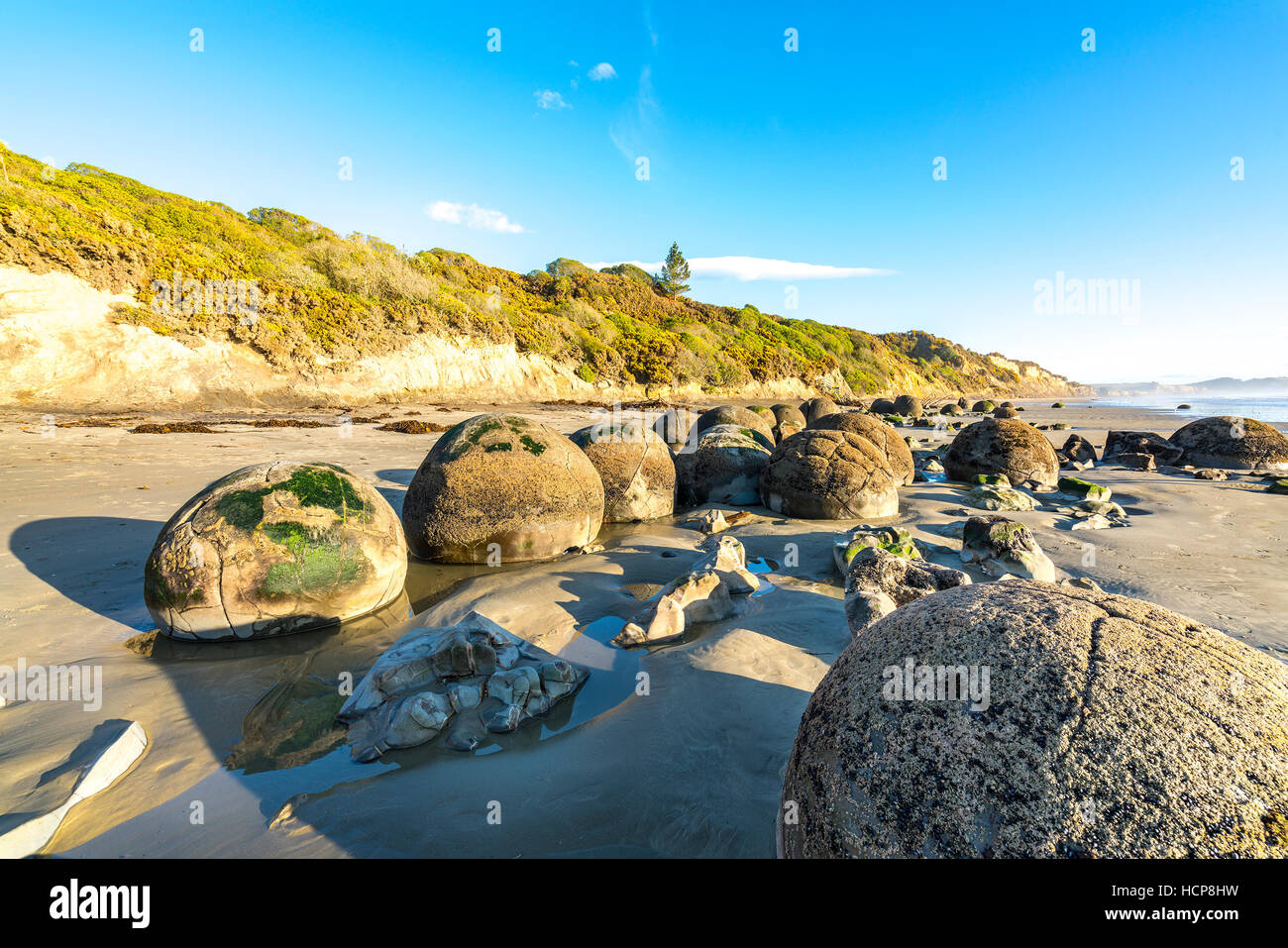 Big rock at moeraki boulders beach, New Zealand Stock Photo - Alamy