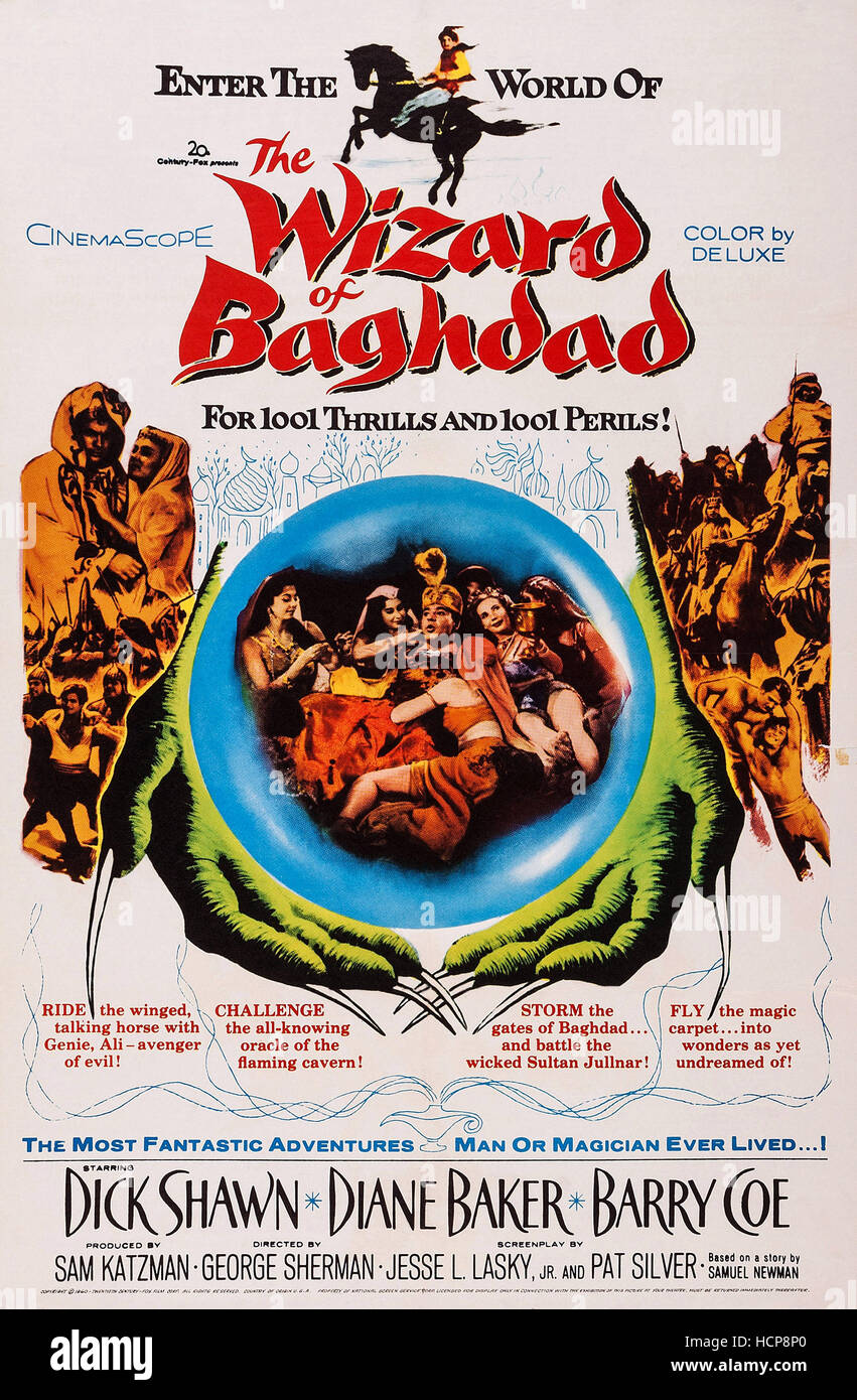 THE WIZARD OF BAGHDAD, US poster art, center: Dick Shawn, 1960 Stock ...