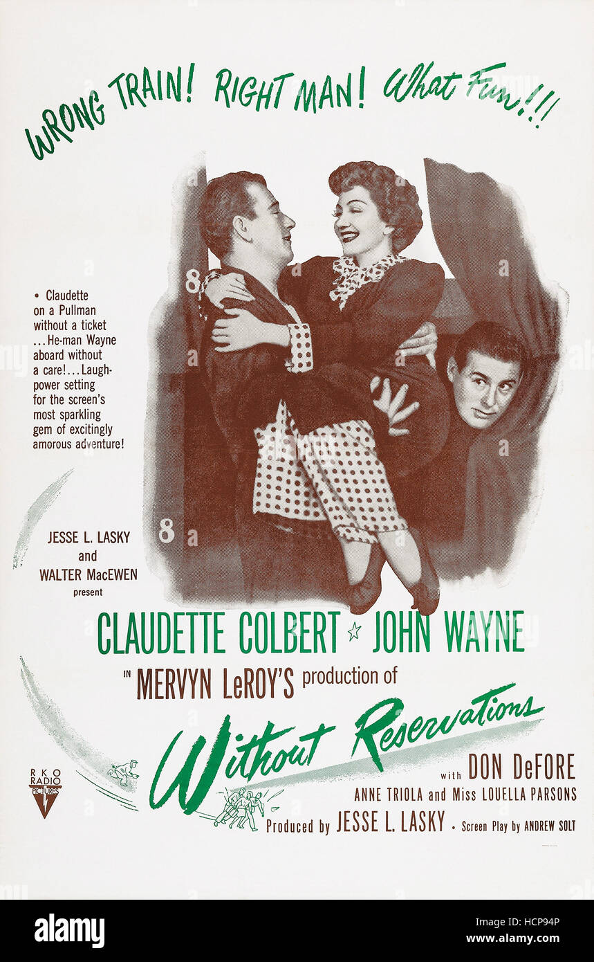 WITHOUT RESERVATIONS, US poster art, from left: John Wayne, Claudette ...