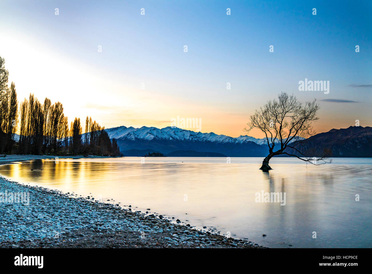 Sunset from Wanaka Lake, New Zealand Stock Photo - Alamy