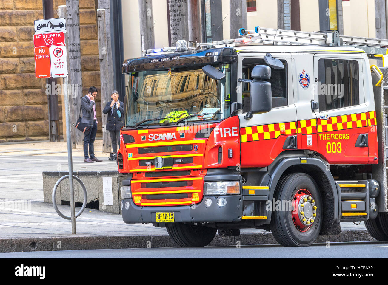 SYDNEY, AUSTRALIA - AUGUST 26, 2016 - Fire Engine truck park as a ...