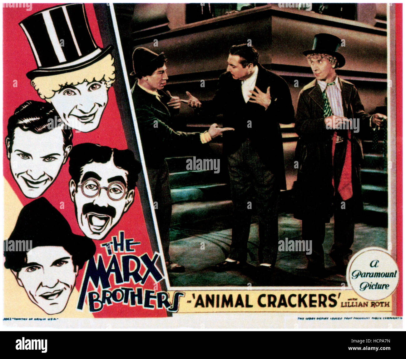ANIMAL CRACKERS, left from top: Harpo Marx, Zeppo Marx, Groucho Marx ...