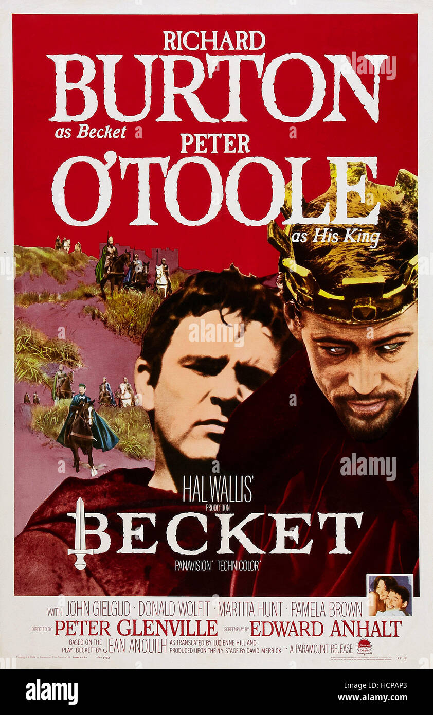BECKET, US poster art, from left, Richard Burton, Peter O'Toole, 1964 Stock Photo - Alamy
