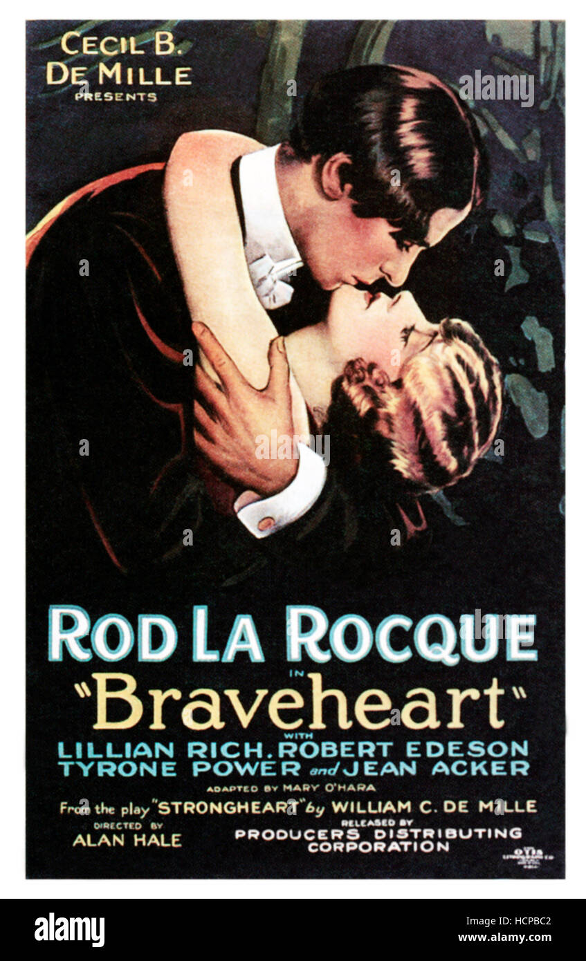 BRAVEHEART, l-r: Rod La Rocque, Lillian Rich on poster art, 1925 Stock ...
