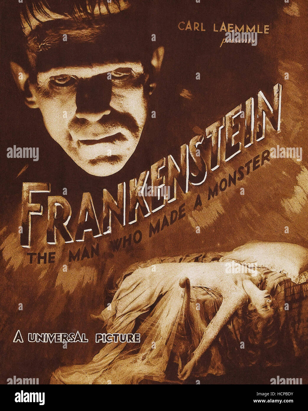 FRANKENSTEIN, US poster art, Boris Karloff, Mae Clarke, 1931 Stock ...