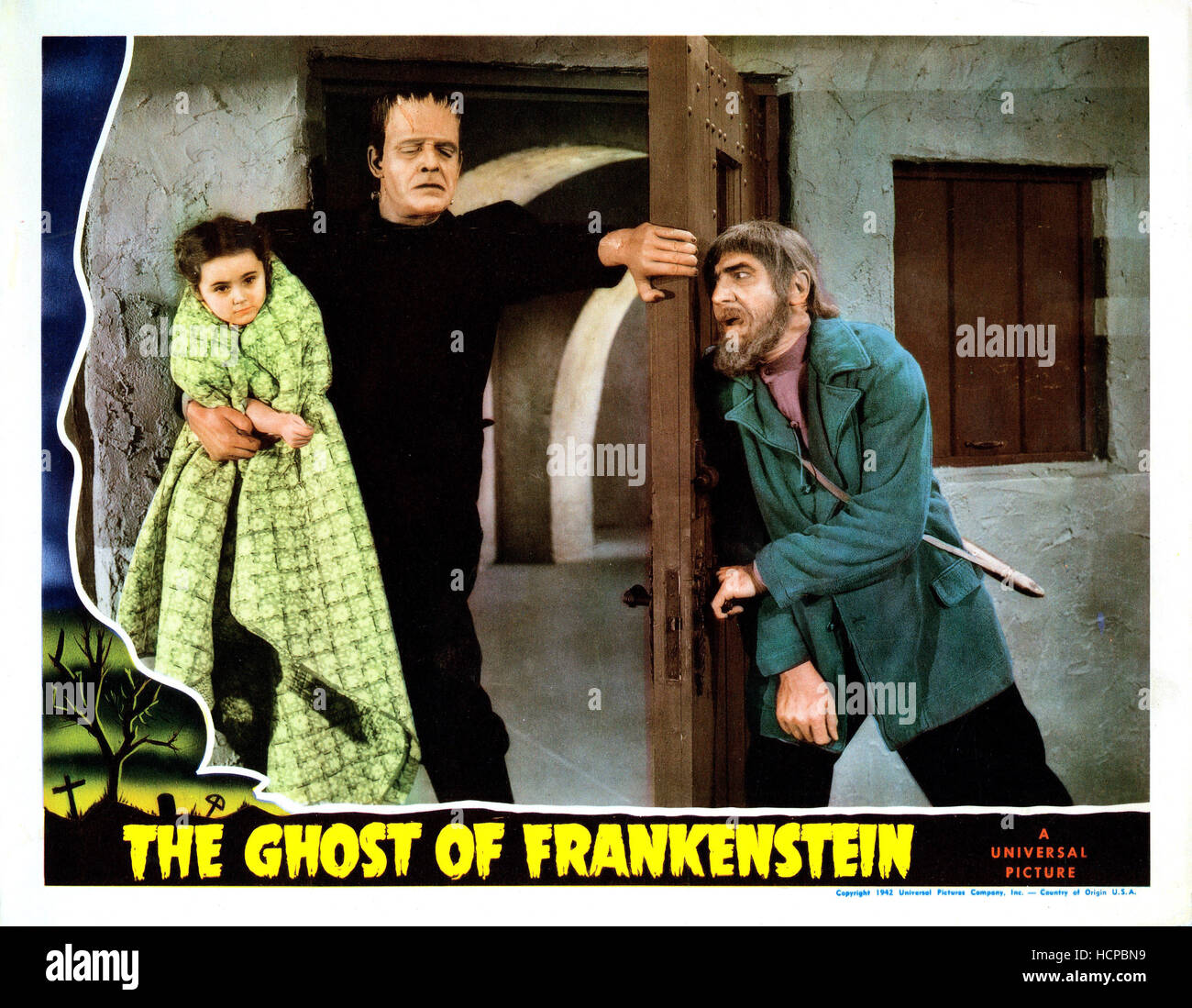 THE GHOST OF FRANKENSTEIN, US lobbycard, from left: Janet Ann Gallow ...