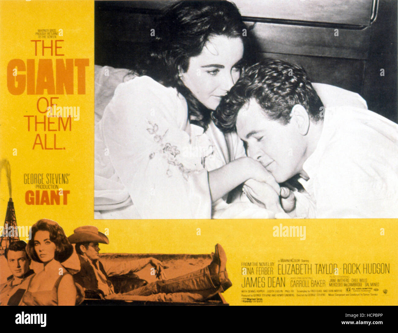 GIANT, Elizabeth Taylor, Rock Hudson, James Dean (lower left), movie ...