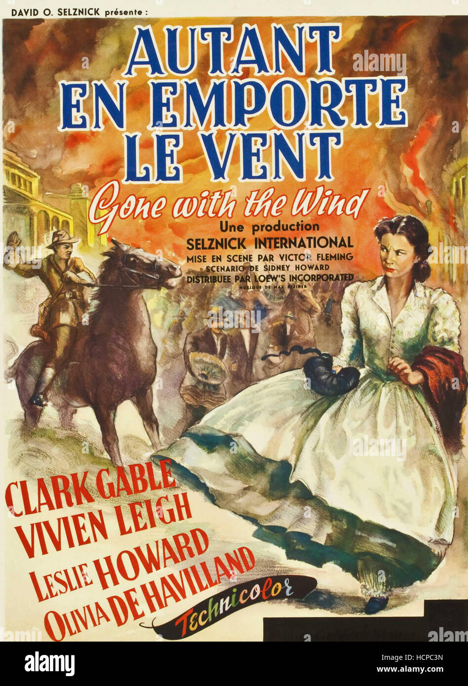 GONE WITH THE WIND (aka AUTANT EN EMPORTE LE VENT), Vivien Leigh on Belgian poster art, 1939 ...