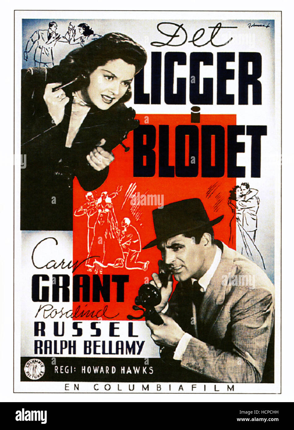 HIS GIRL FRIDAY, (aka DET LIGGER I BLODET), from top left: Rosalind ...