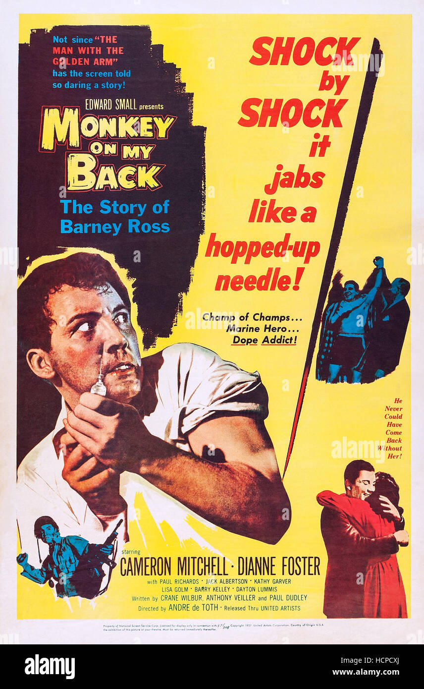 MONKEY ON MY BACK, US poster art, Cameron Mitchell, 1957 Stock Photo ...