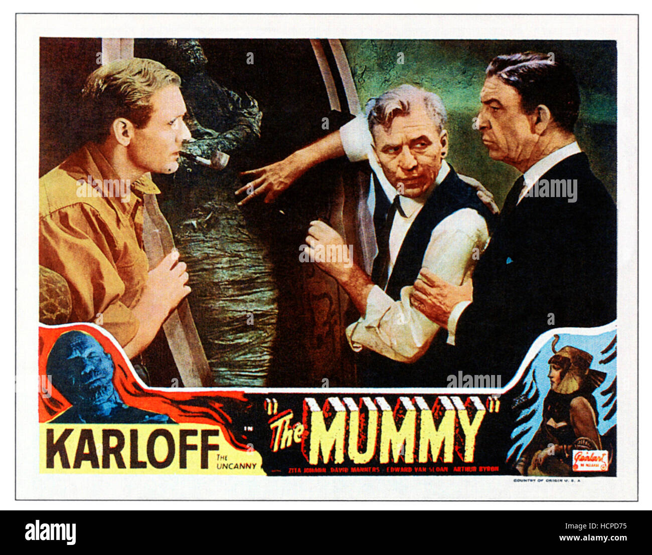 THE MUMMY, from left: Bramwell Fletcher, Boris Karloff, Edward Van ...