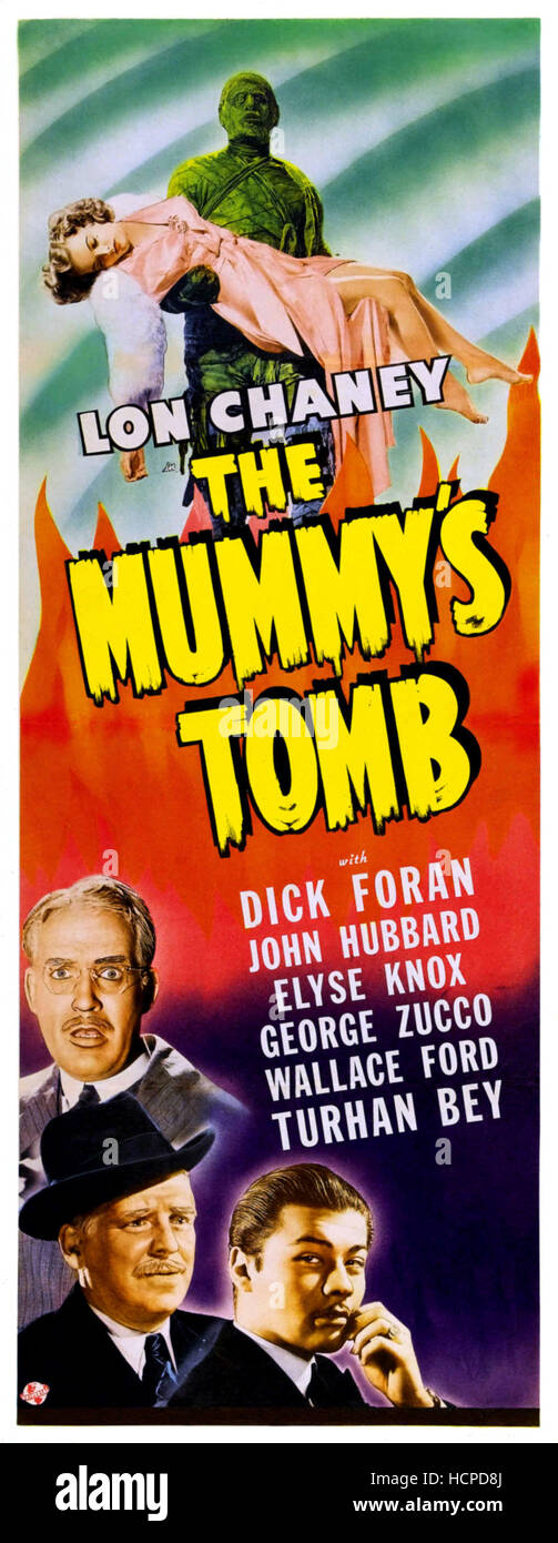 THE MUMMY'S TOMB, top: Lon Chaney Jr., Elyse Knox, bottom center ...