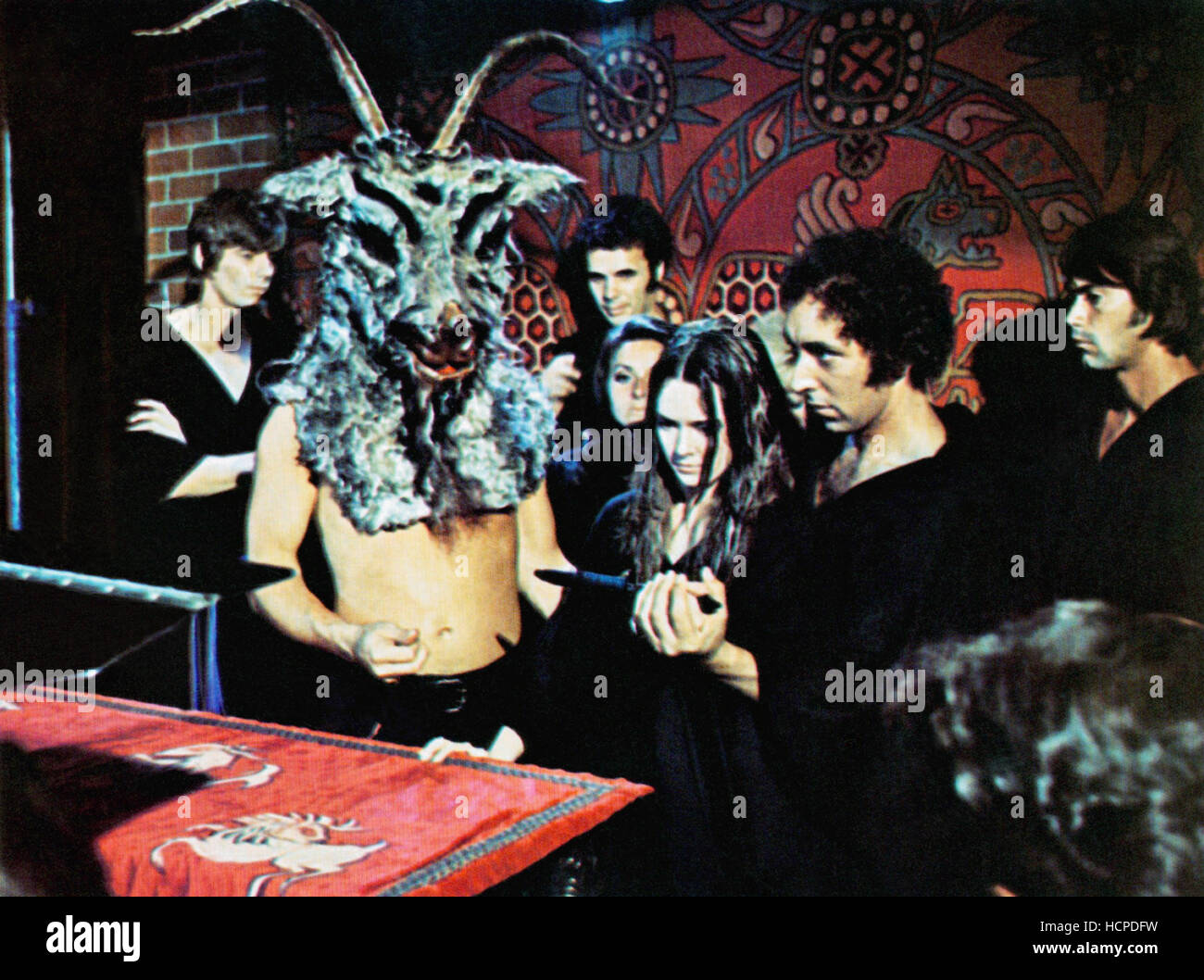 NECROMANCY, Pamela Franklin (front, center), Harvey Jason (with knife ...