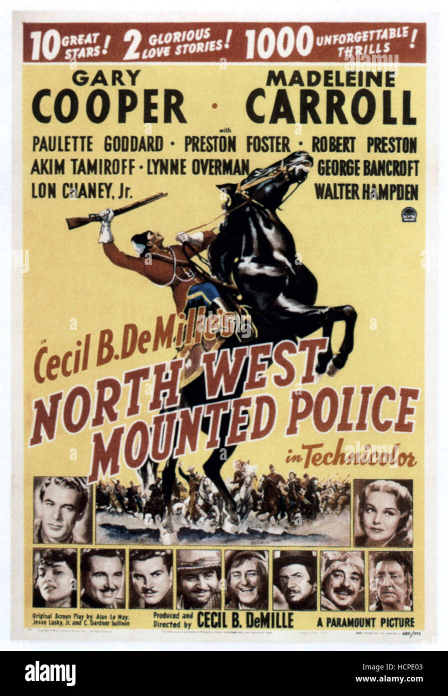NORTH WEST MOUNTED POLICE, 1940 Poster art Stock Photo - Alamy