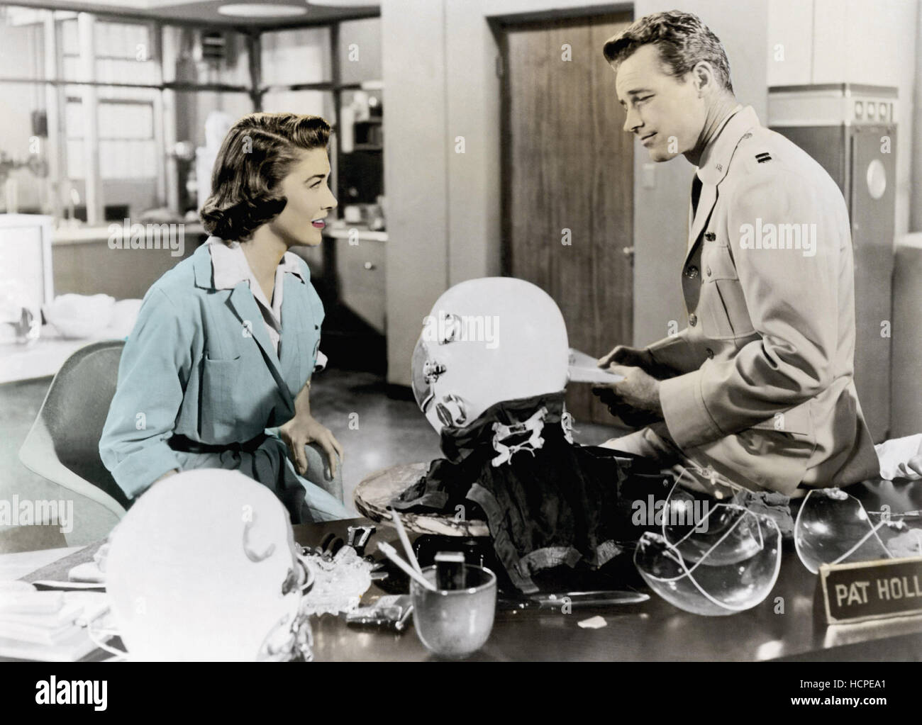 ON THE THRESHOLD OF SPACE, from left: Virginia Leith, Guy Madison, 1956 ...
