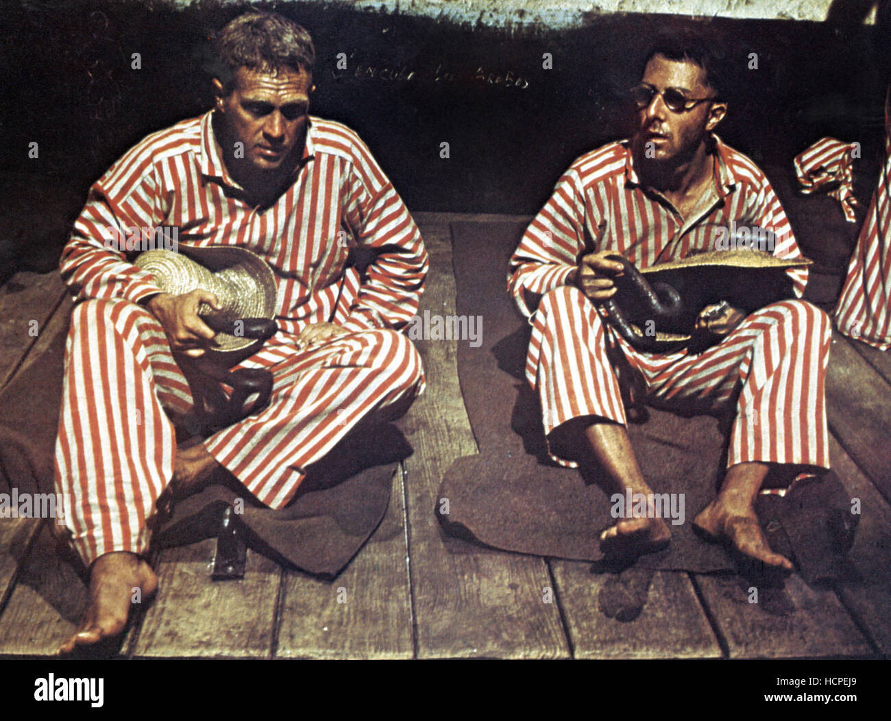 PAPILLON, from left: Steve McQueen, Dustin Hoffman, 1973 Stock Photo ...