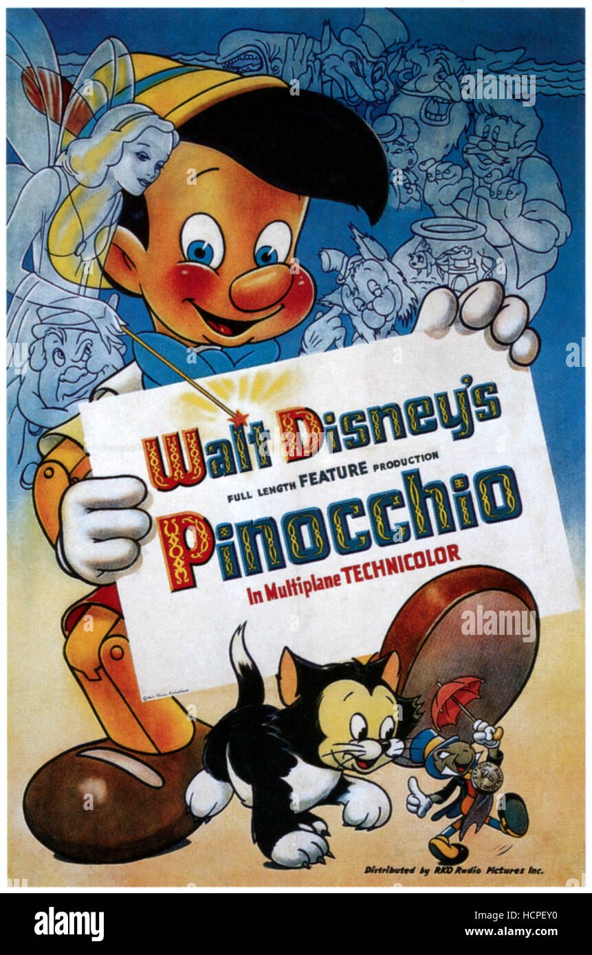 PINOCCHIO, top from left: Blue Fairy, Coachman, Pinocchio, Gideon, Cleo ...