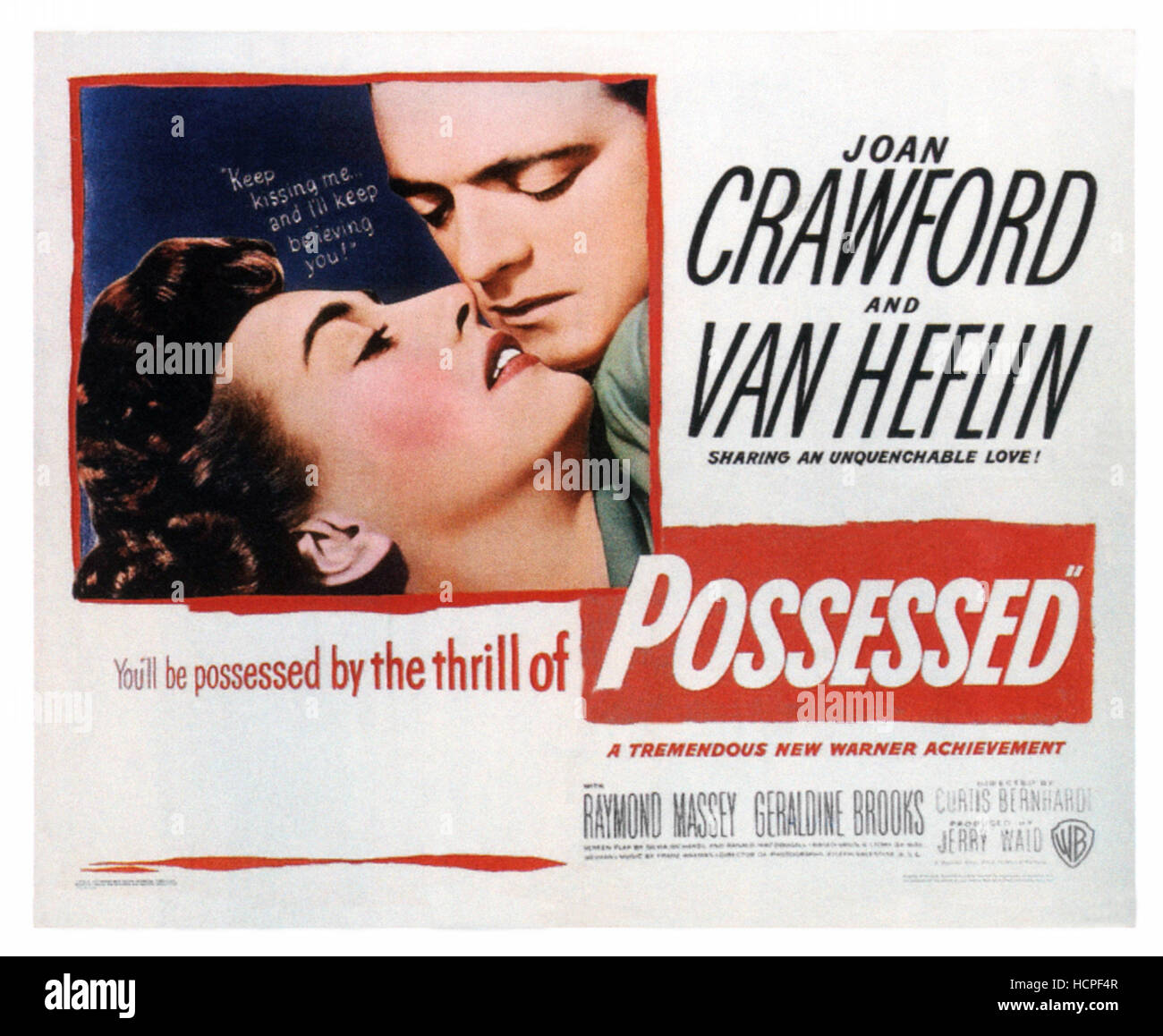 POSSESSED, from left: Joan Crawford, Van Heflin on poster art, 1947 ...