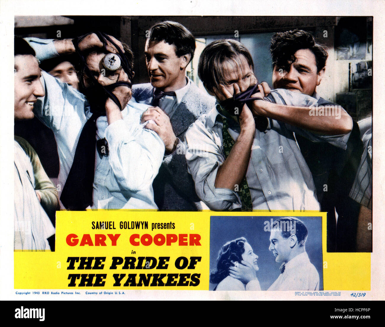 THE PRIDE OF THE YANKEES, top center, Gary Cooper, far right rear, Babe ...