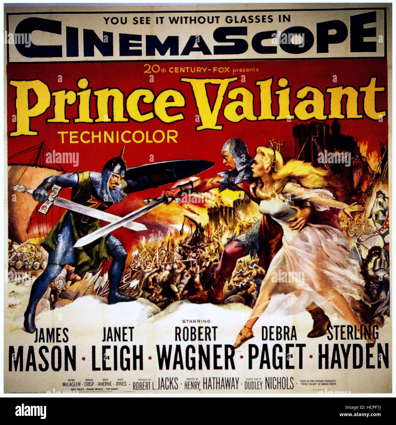 PRINCE VALIANT, from left: James Mason, Robert Wagner, Janet Leigh ...