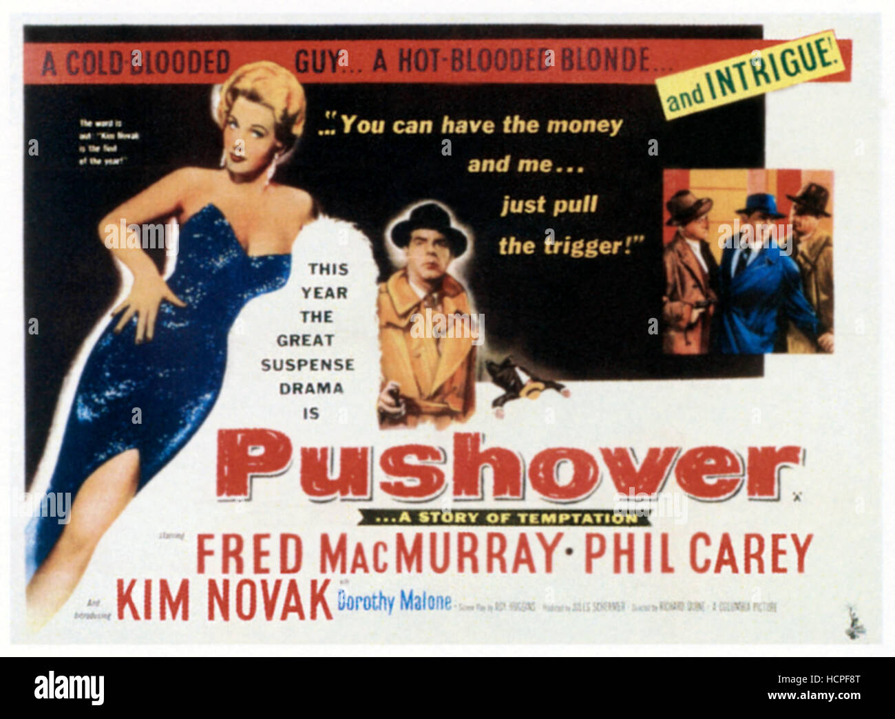 PUSHOVER, from left: Kim Novak, Fred MacMurray, 1954 Stock Photo - Alamy