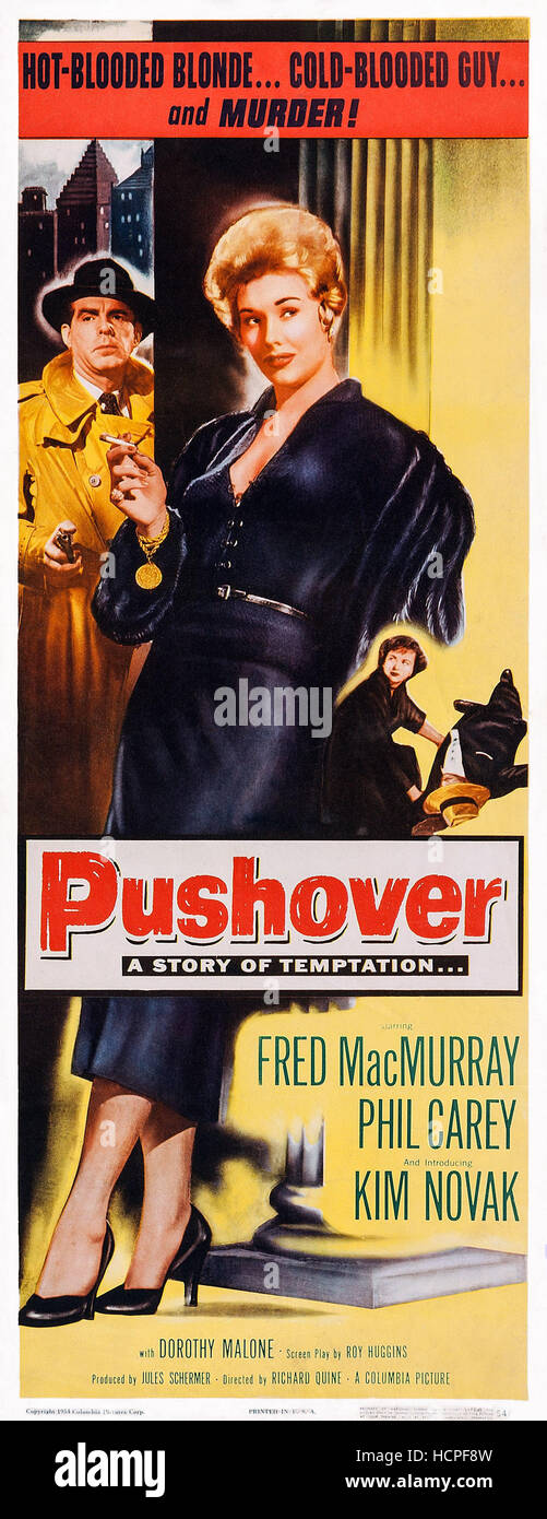 PUSHOVER, US poster art, from left: Fred MacMurray, Kim Novak, Dorothy ...