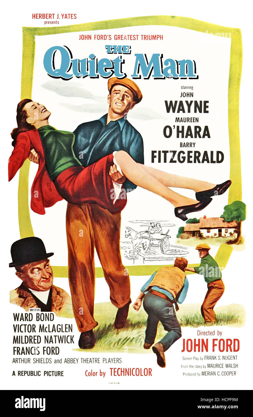 THE QUIET MAN, from bottom left: Barry Fitzgerald, Maureen O'Hara, John ...