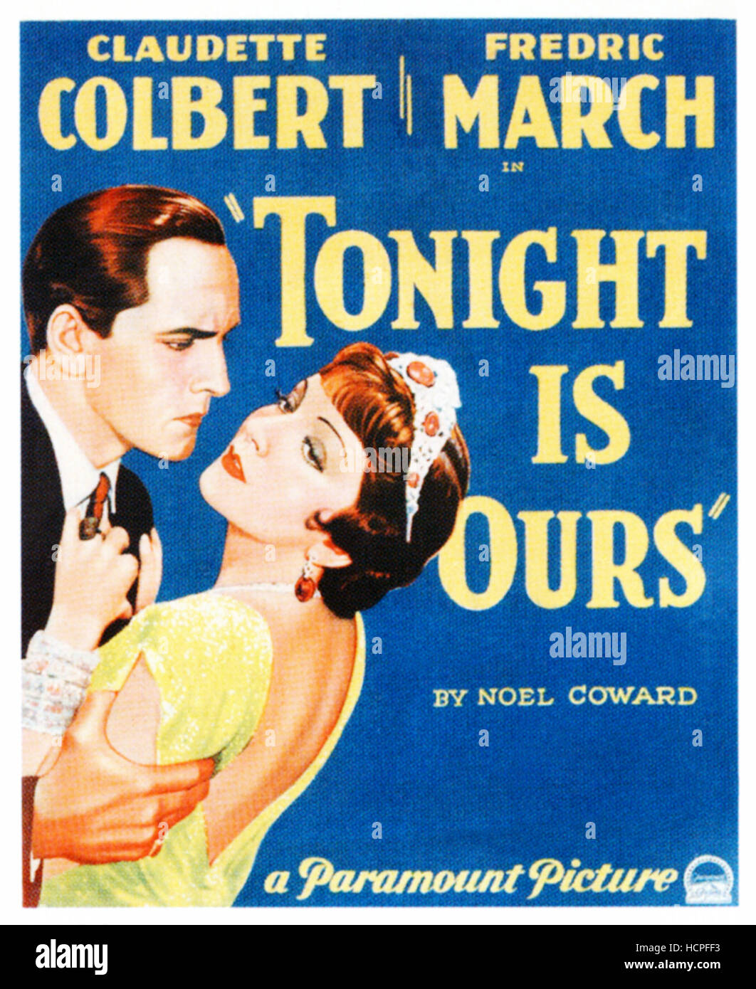 TONIGHT IS OURS, l-r: Fredric March, Claudette Colbert on window card ...