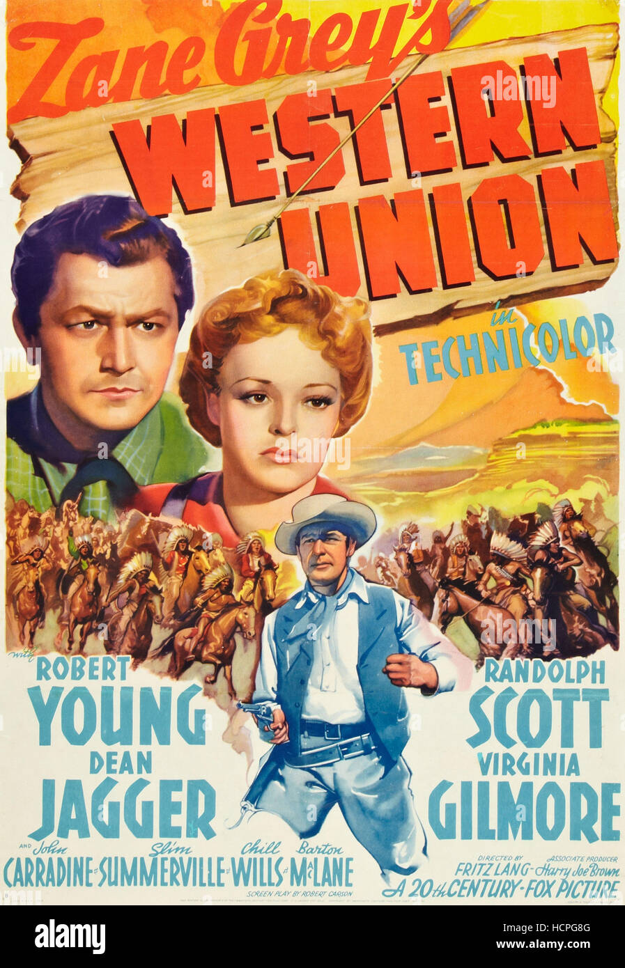 WESTERN UNION, top from left: Robert Young, Virginia Gilmore, Randolph Scott, 1941, TM and ...