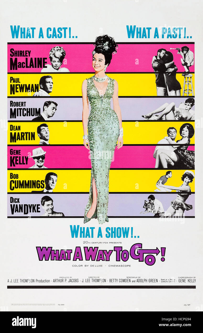 WHAT A WAY TO GO!, US poster art, left from top: Shirley MacLaine, Paul ...