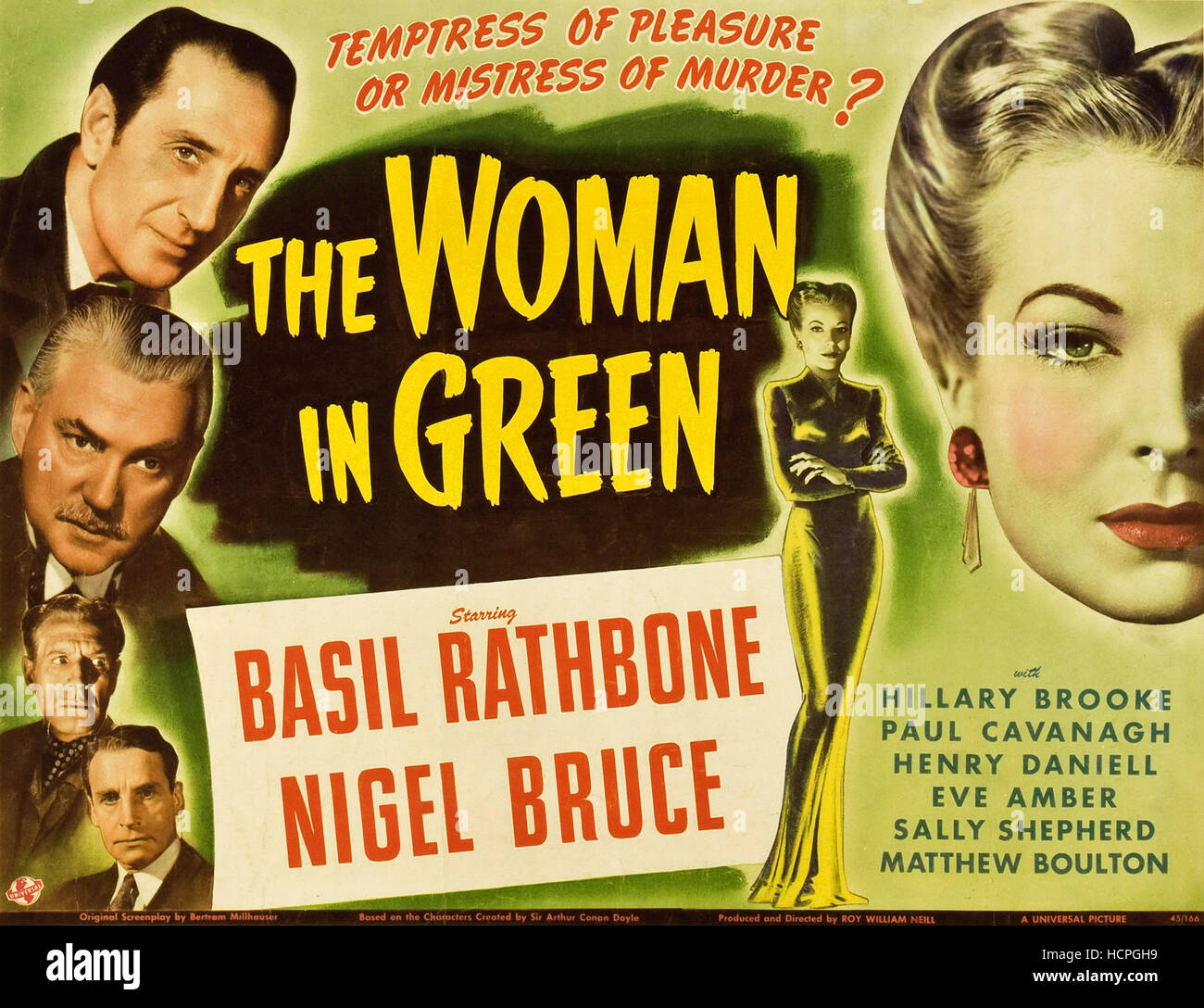 THE WOMAN IN GREEN, left from top: Basil Rathbone, Nigel Bruce, Paul ...