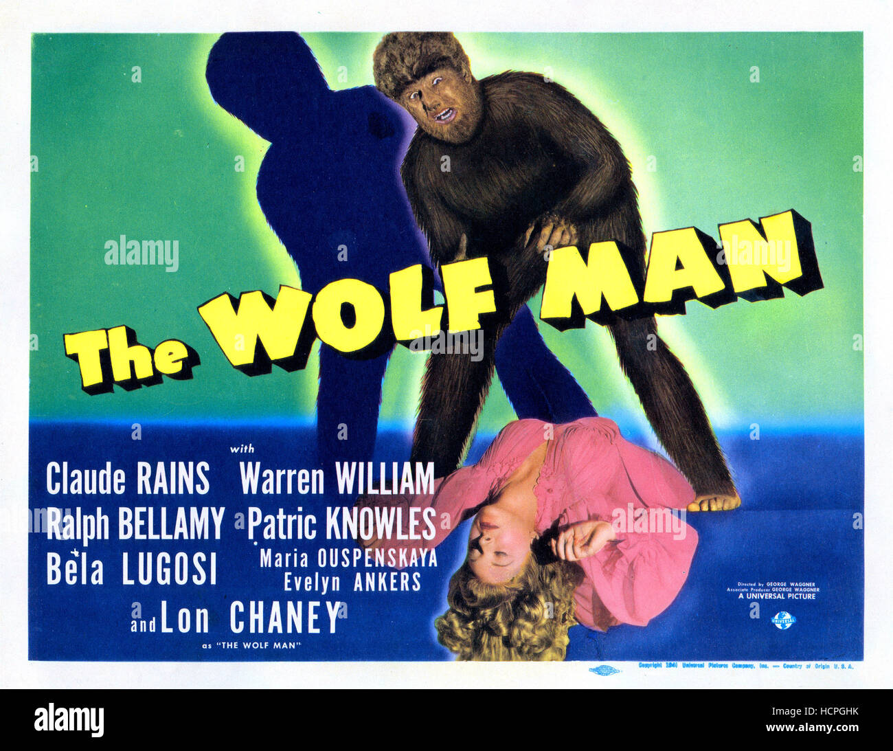 THE WOLF MAN, from top: Lon Chaney Jr., Evelyn Ankers, 1941 Stock Photo ...