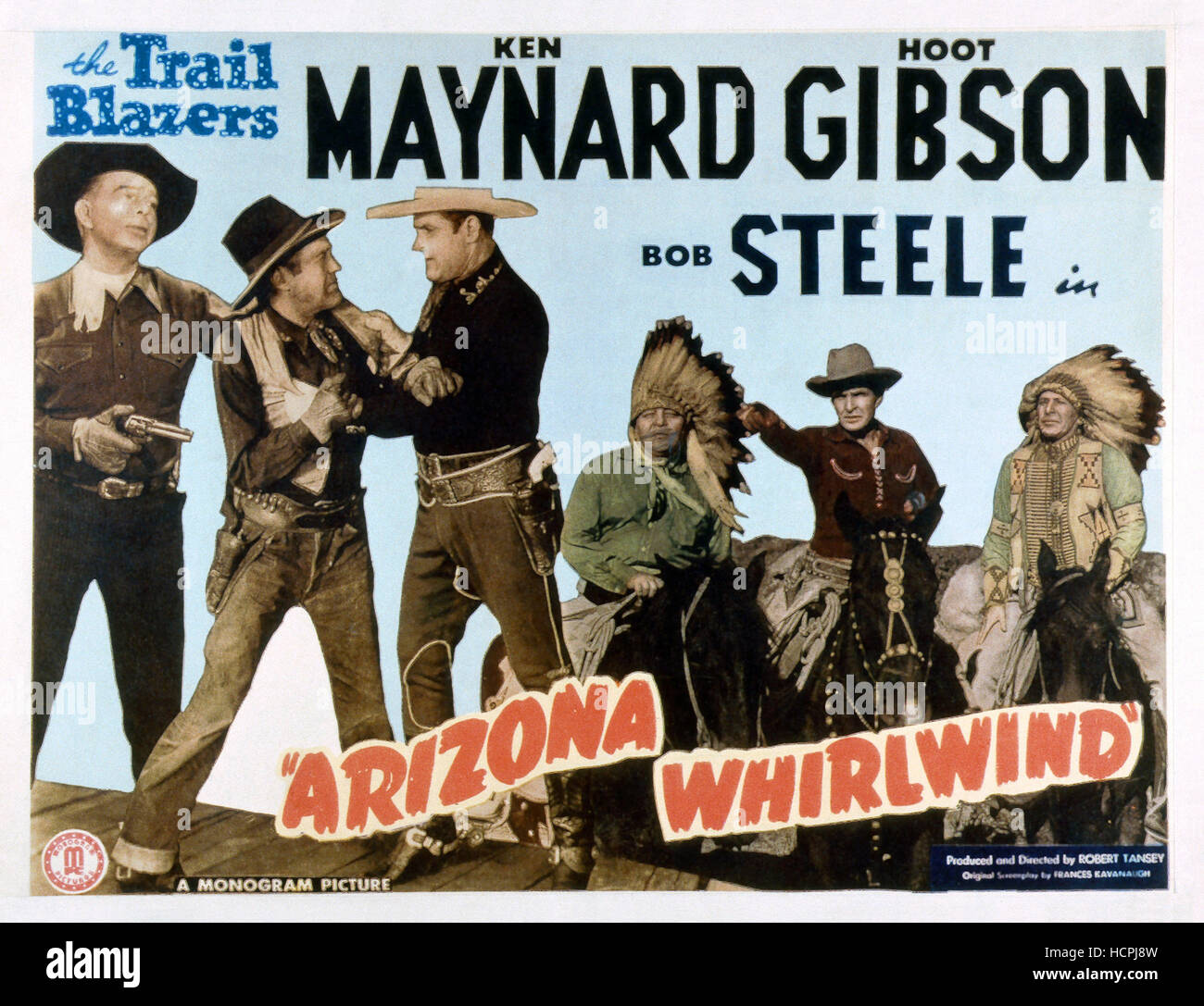 ARIZONA WHIRLWIND, (aka THE TRAIL BLAZERS), US poster, Hoot Gibson (far ...