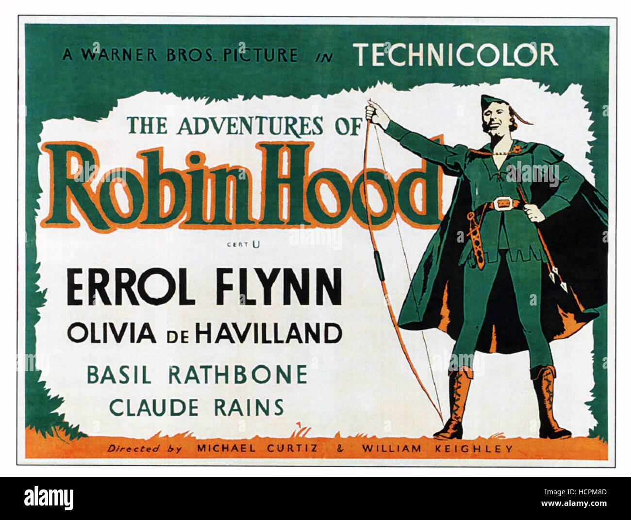 THE ADVENTURES OF ROBIN HOOD, Errol Flynn on U.K. poster art, 1938 ...