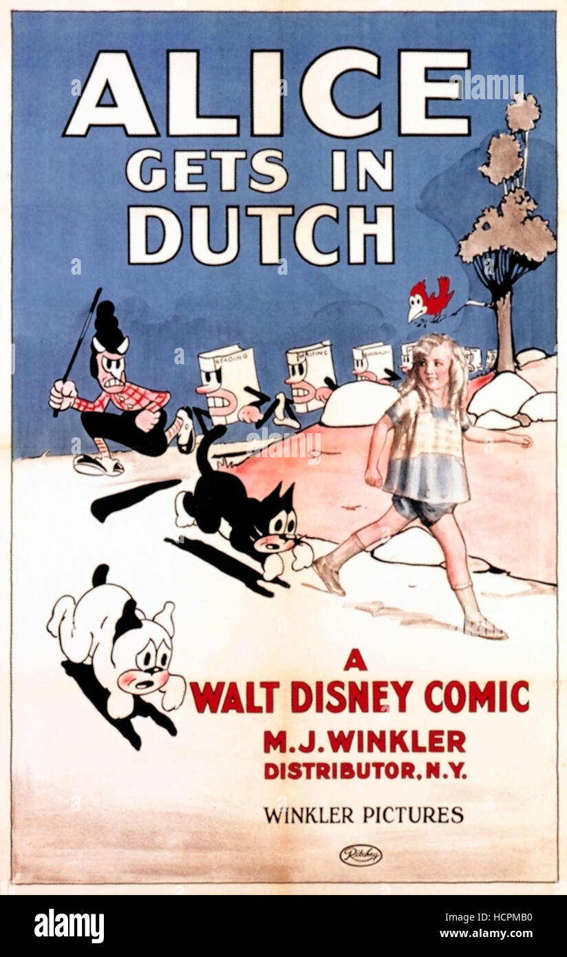 ALICE GETS IN DUTCH, Walt Disney cartoon poster art, 1924 Stock Photo ...