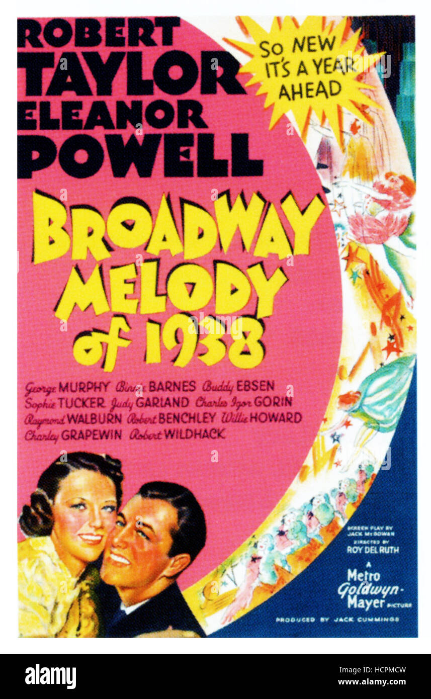 BROADWAY MELODY OF 1938, l-r: Eleanor Powell, Robert Taylor on poster ...