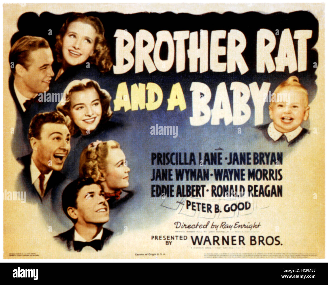 BROTHER RAT AND A BABY, left from top: Priscilla Lane, Wayne Morris ...