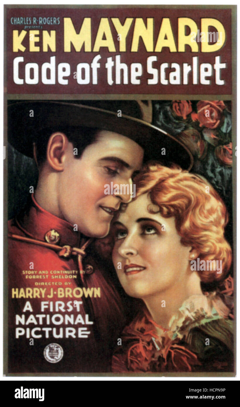 THE CODE OF THE SCARLET, from left: Ken Maynard, Gladys McConnell, 1928 ...