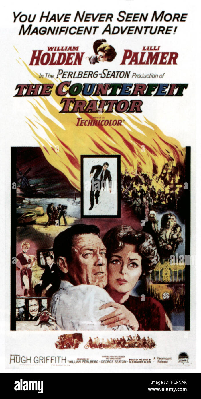 THE COUNTERFEIT TRAITOR, William Holden, Lilli Palmer, 1962 Poster Art ...