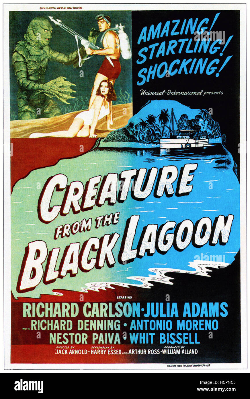 CREATURE FROM THE BLACK LAGOON, top left: Richard Carlson, Julie Adams ...