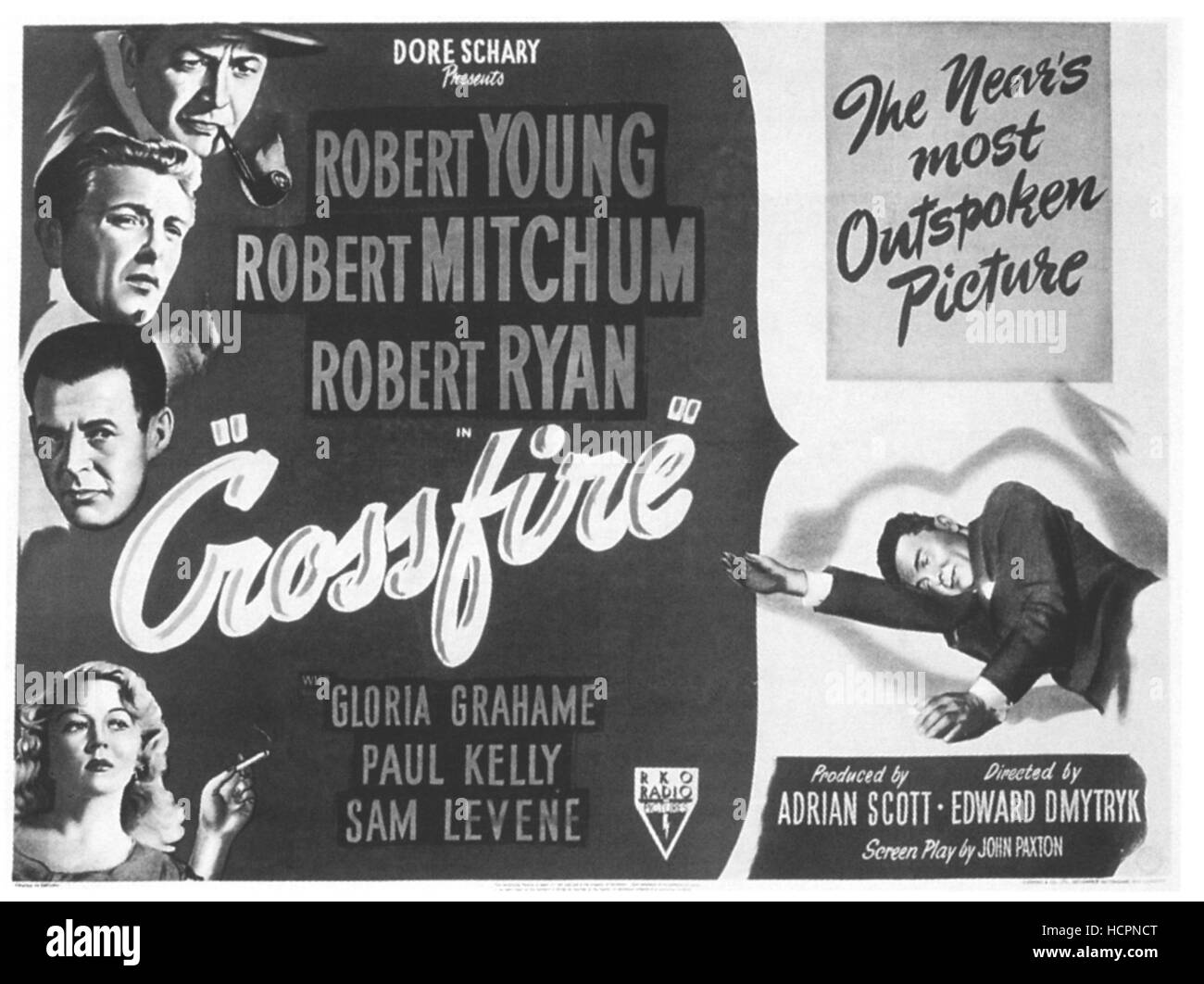CROSSFIRE (top to bottom) Robert Young, Robert Mitchum, Robert Ryan ...