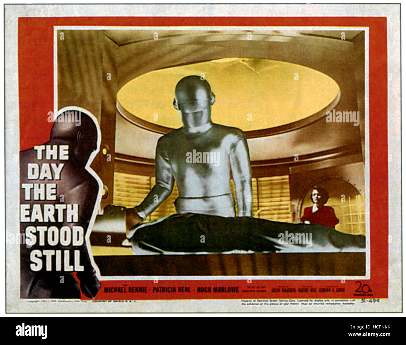 THE DAY THE EARTH STOOD STILL, from foreground: Michael Rennie, Gort, Patricia Neal, 1951, TM ...