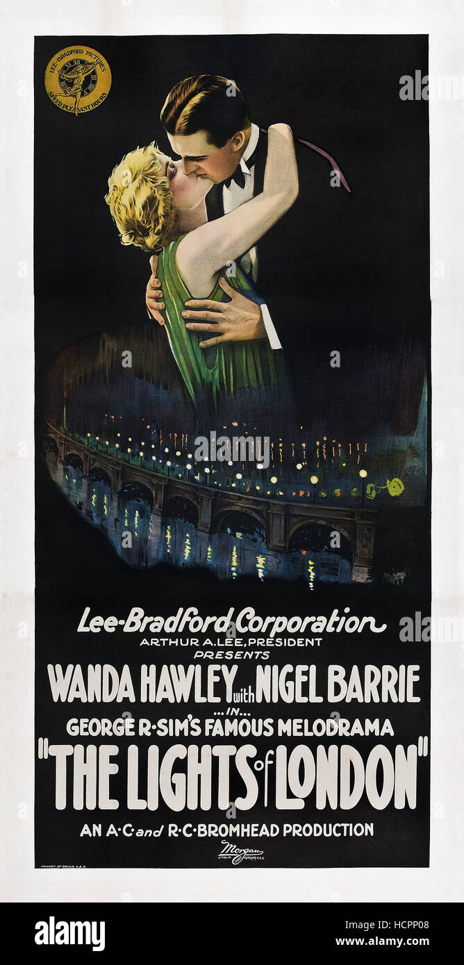 THE LIGHTS OF LONDON, from left: Wanda Hawley, Nigel Barrie, 1923 Stock ...