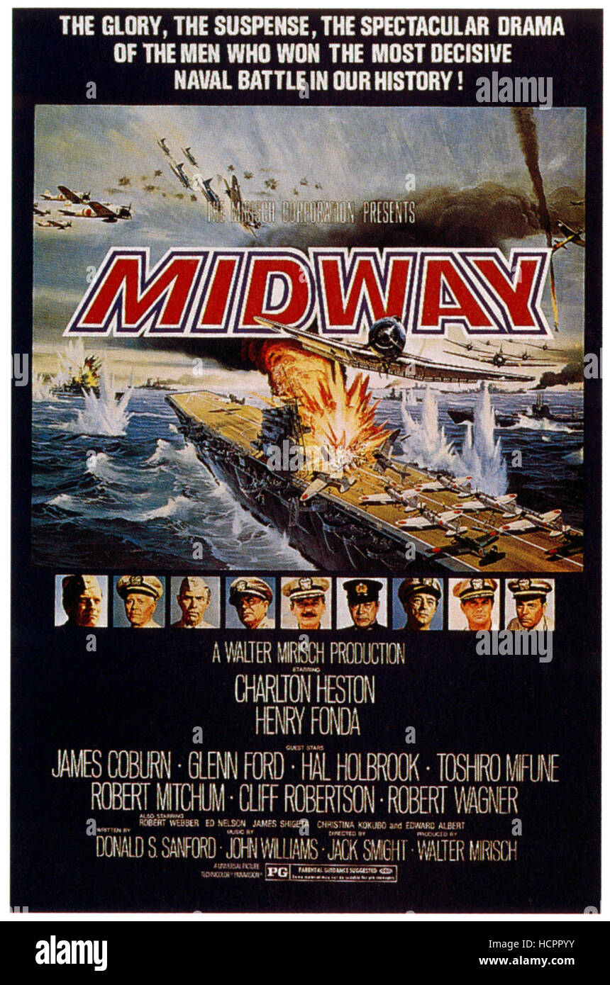 MIDWAY, (left to right): Charlton Heston, Henry Fonda, James Coburn ...