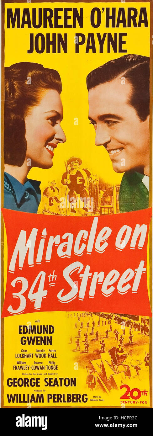 MIRACLE ON 34TH STREET, from left: Maureen O'Hara, John Payne on insert ...