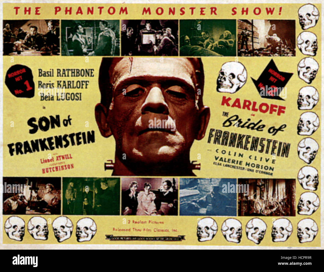 SON OF FRANKENSTEIN, center: Boris Karloff on double feature poster art ...