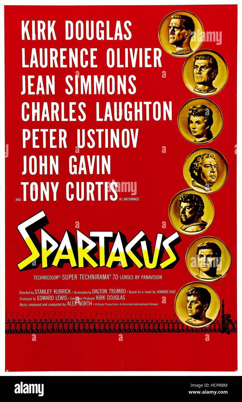 SPARTACUS, U.S. poster, right from top: Kirk Douglas, Laurence Olivier ...