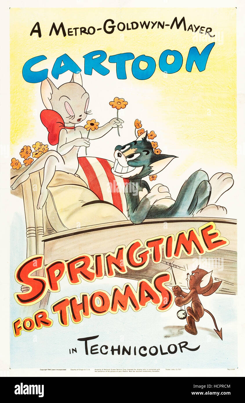 SPRINGTIME FOR THOMAS, top right: Tom, bottom right: Jerry, 1946 Stock ...